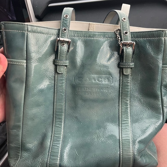 Coach | Bags | Coach Sage Green Leather Tote | Poshmark